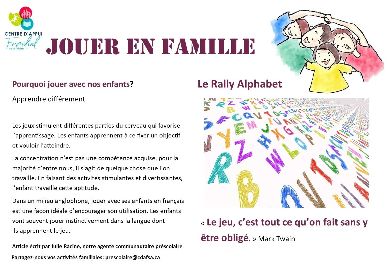 Jouer en famille - Apprendre différemment / Le Rally Alphabet - Le ...